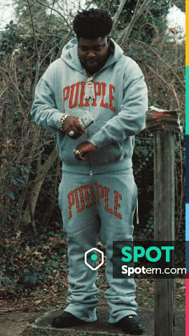 Purple Brand Grey & Red-Collegiate Logo Sweatpants worn by BossMan Dlow ...