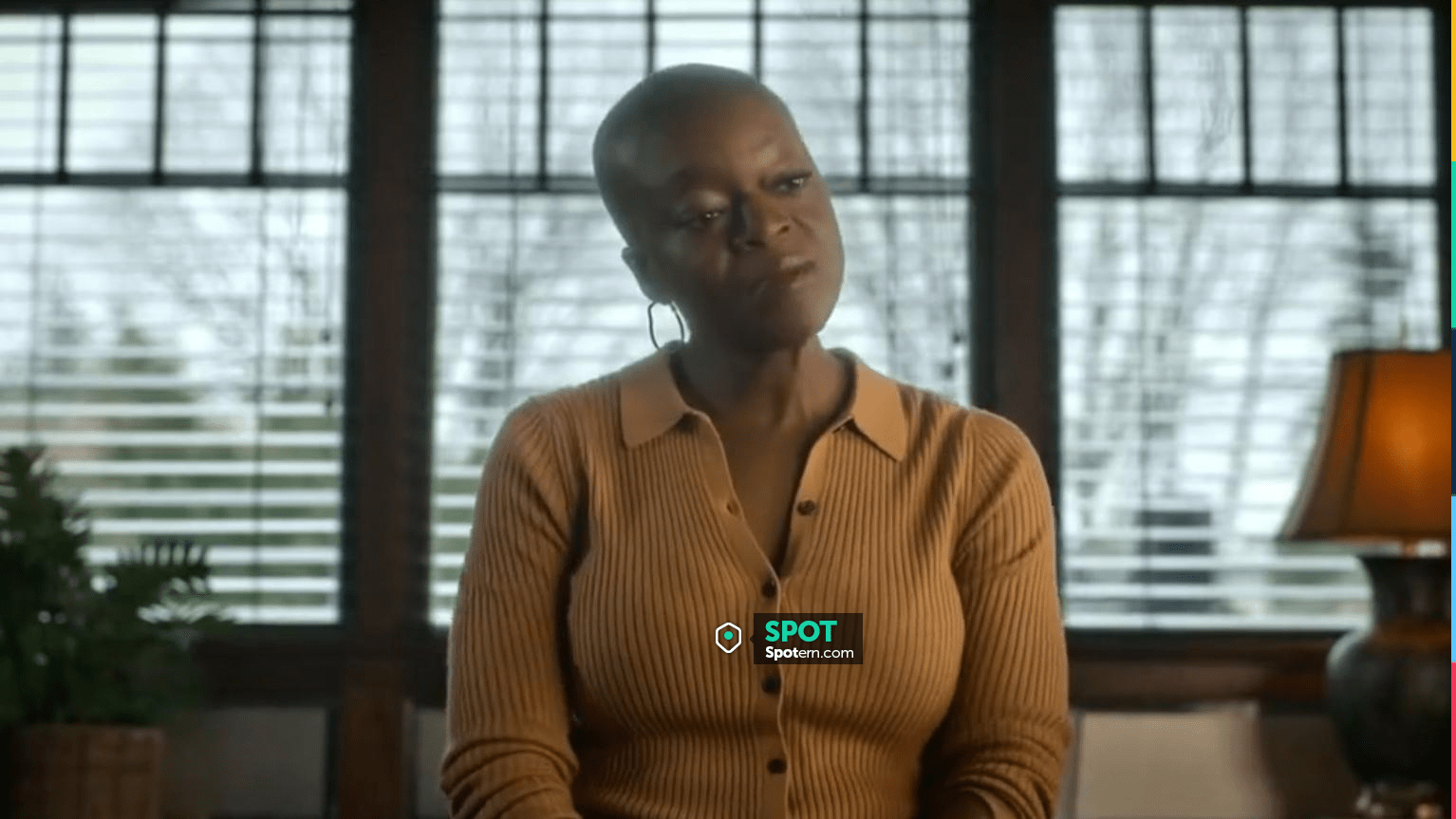 Uniqlo Extra Fine Merino Ribbed Polo Cardigan worn by Kemi Adebayo (Adeola Role) as seen in ...