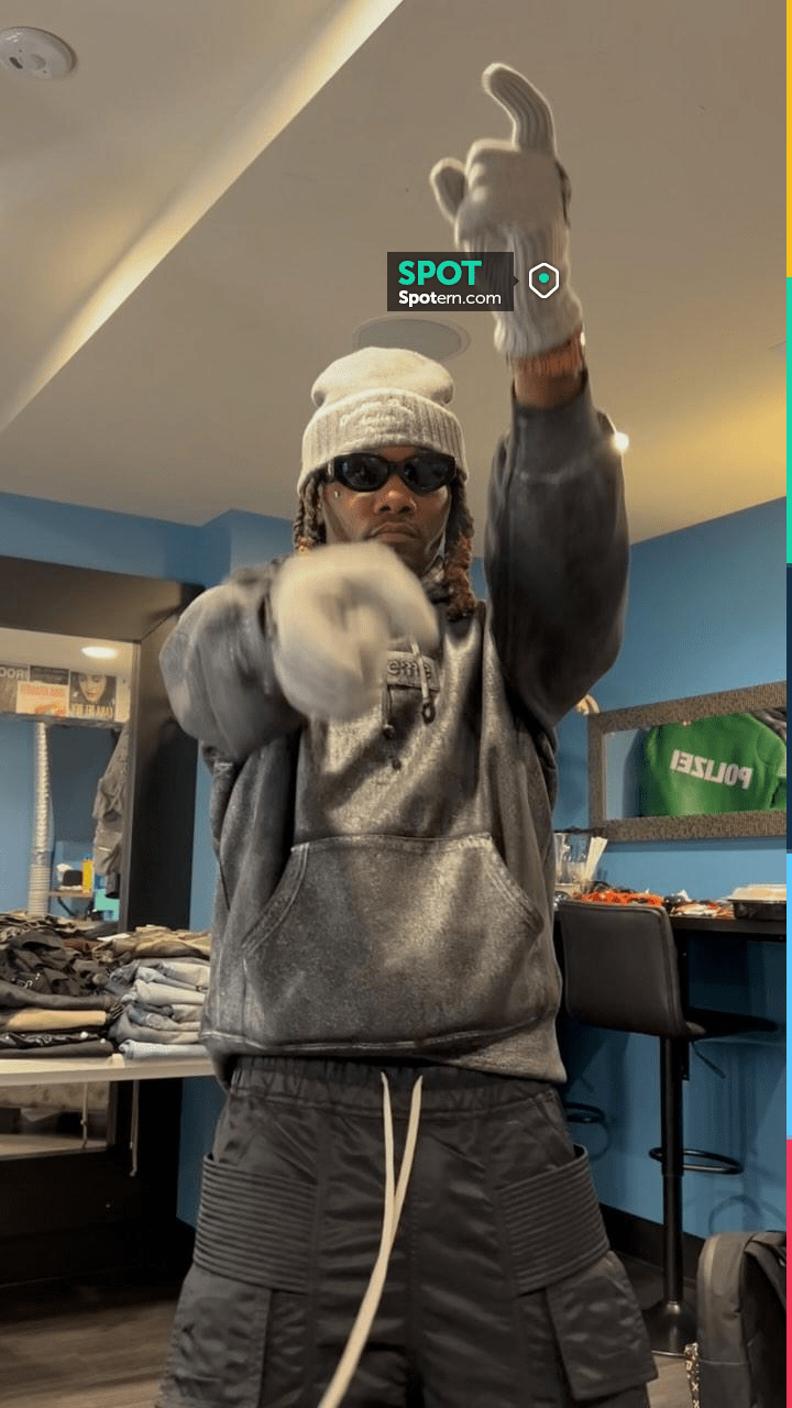 Chrome Hearts Grey Plus Cross Knit Gloves worn by Offset on the ...