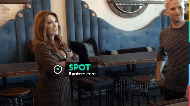 Co Collections Classic Slim Fit Blazer in Linen Brown Stripe worn by ...