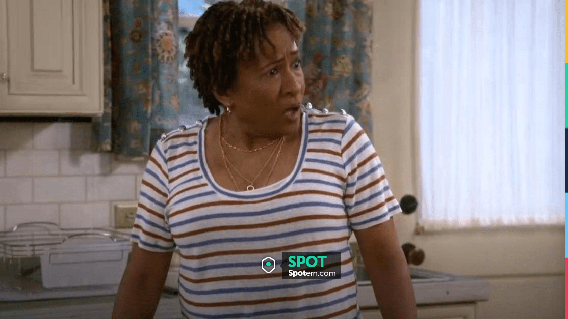 Veronica Beard Benji Camisa de lino a rayas usada por Lucretia Turner ...