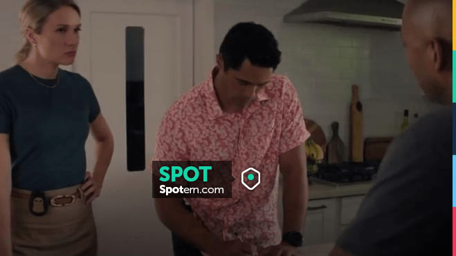 Club Room 100% Linen Palm-Print Button-up Shirt in Cranberry Spice worn ...