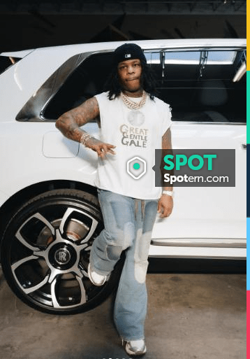 T-shirt Kapital White 'Great Gentle Gale' porté par Rylo Rodriguez sur le compte Instagram ...