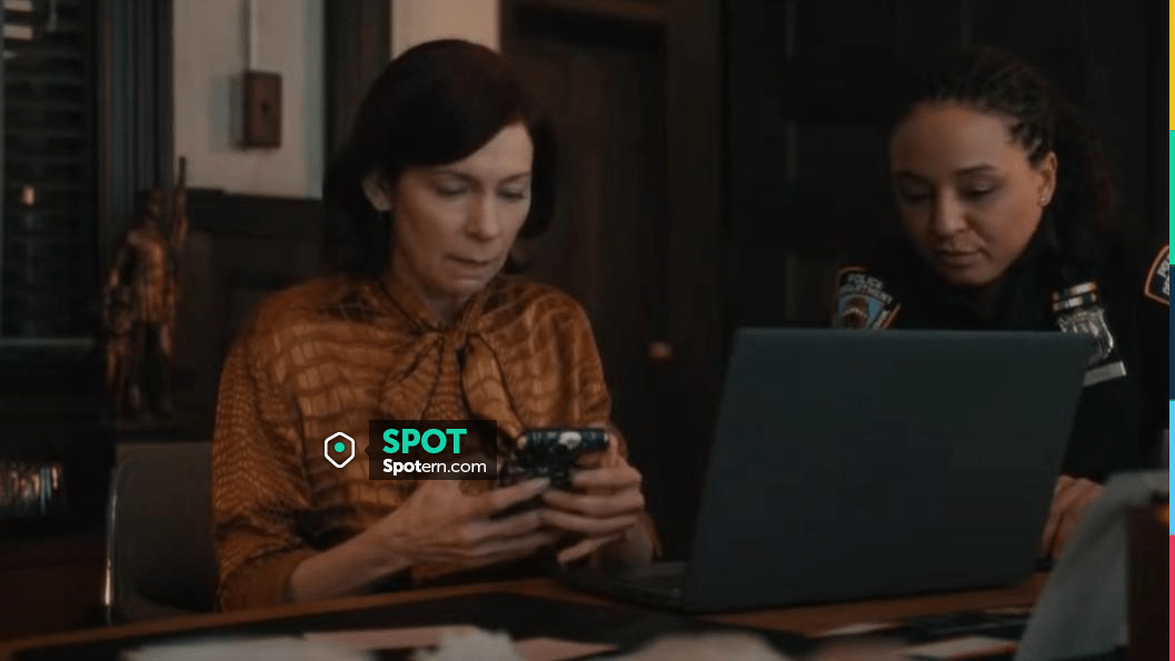 Versace Croc-Effect Devoré Scarf-Tie Shirt worn by Elsbeth Tascioni ...