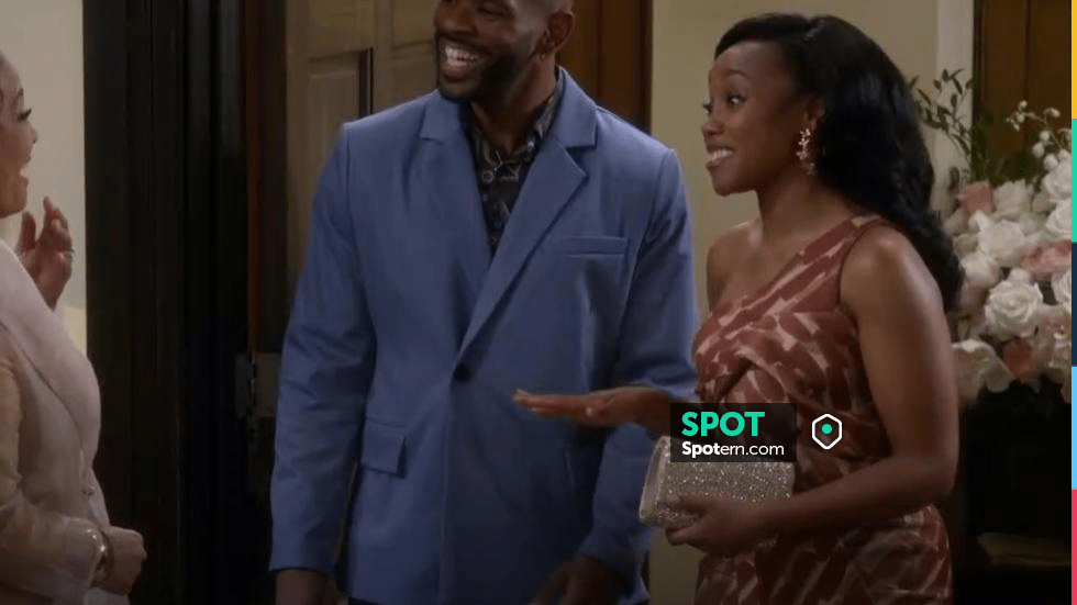 Asos Design Peekaboo Shoulder Tuck Midi Pencil Dress worn by Monique ...