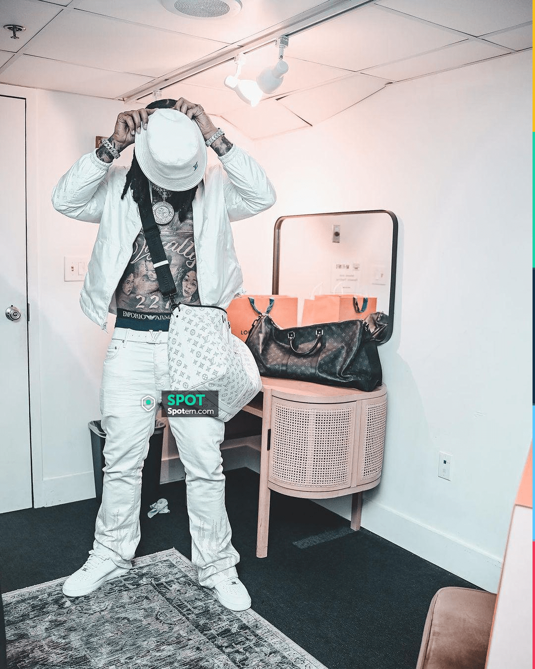 Purple Brand White Rhinestone-Flame 'P004' Jeans worn by Money Man on ...