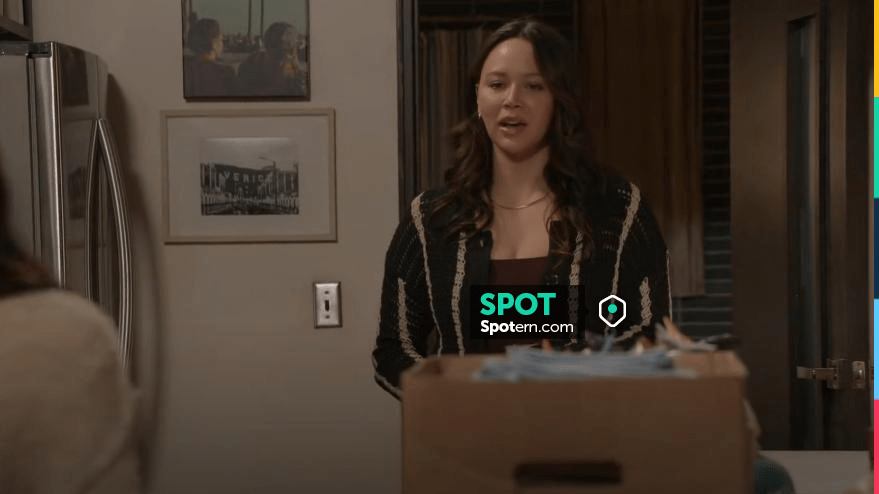 Elan Tay­lor Open Knit Cardi­gan worn by Lucy Chen (Melissa O'Neil) as ...