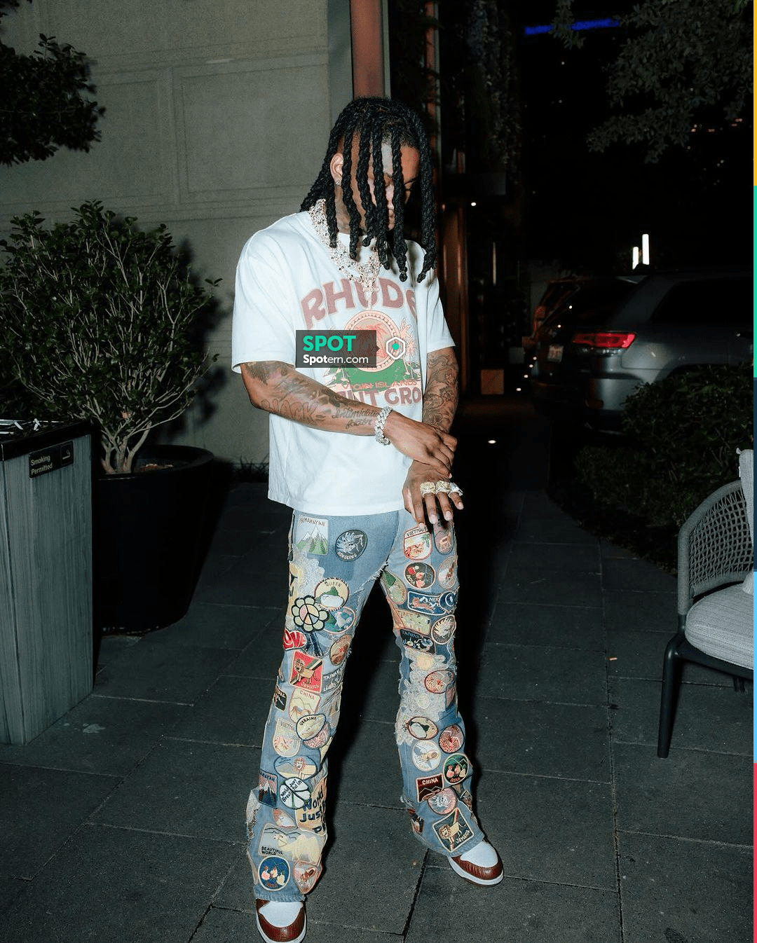 T-shirt Rhude White Palm Tree Saint Croix porté par Polo G sur le ...