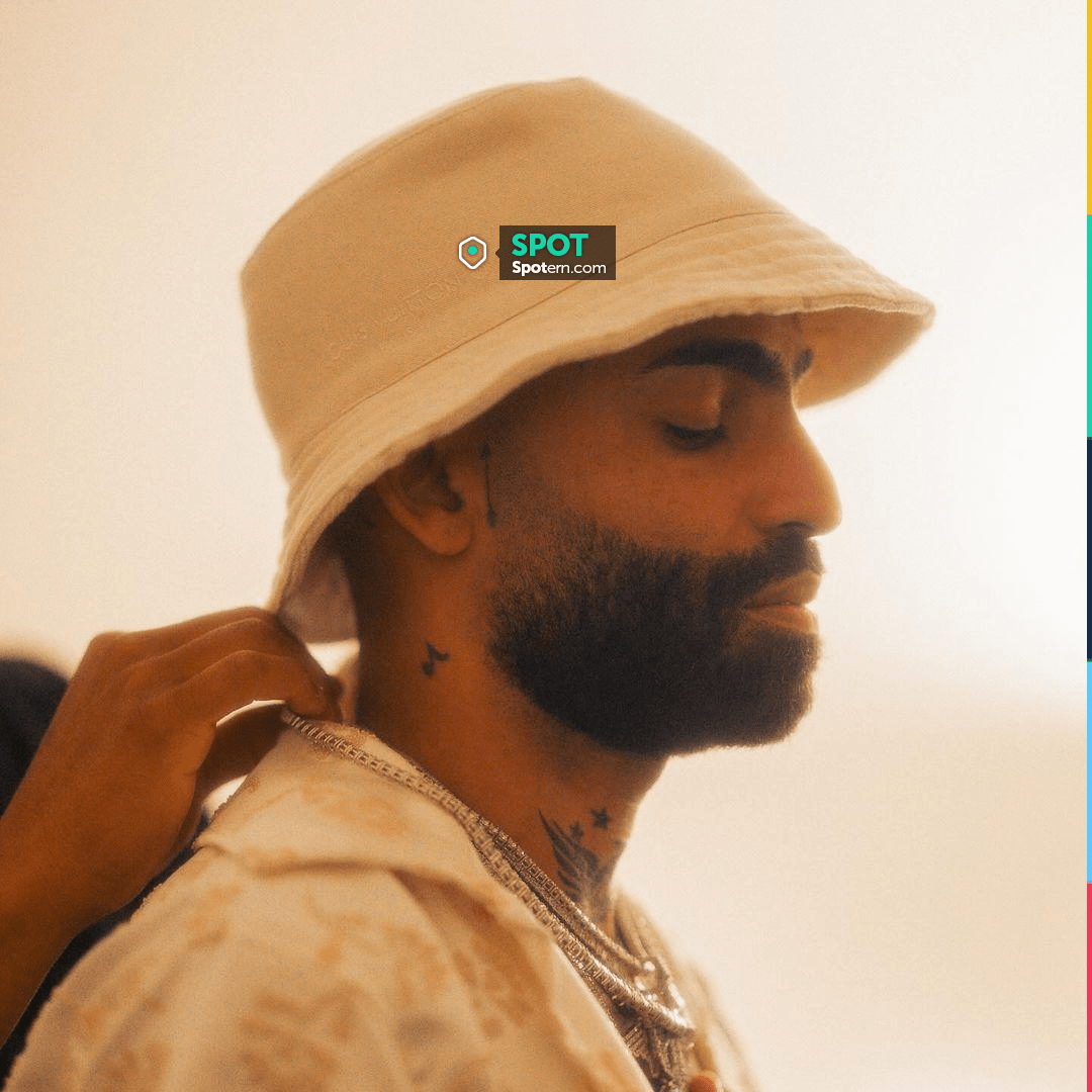 Louis Vuitton White & Orange-LV Bucket Hat worn by Arcángel on the ...