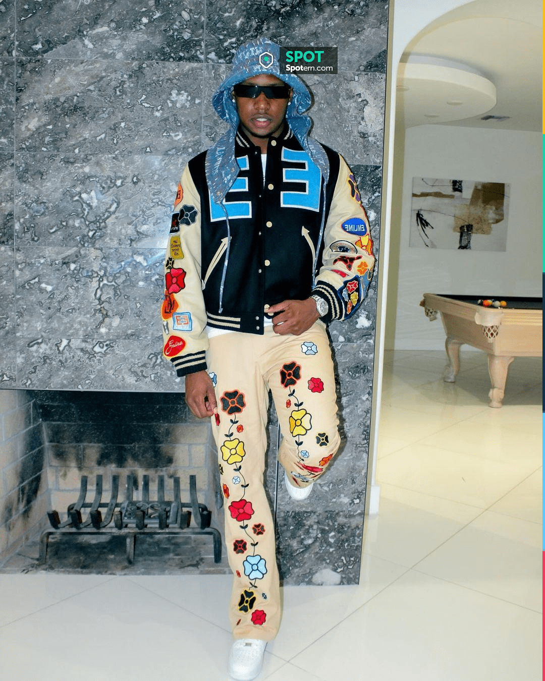 Lanvin x Future Blue Denim Allover-Logo Bucket Hat worn by Rob49 on the ...