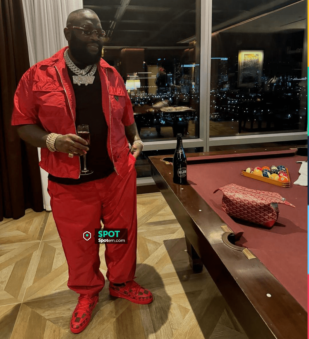 Prada Red Re-Nylon Baggy Trackpants worn by Rick Ross on the Instagram ...