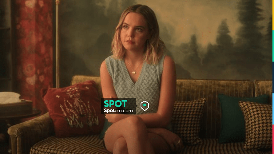 Brandy Melville Winnie Wool Blend Light Blue Vest worn by Imogen Adams ...