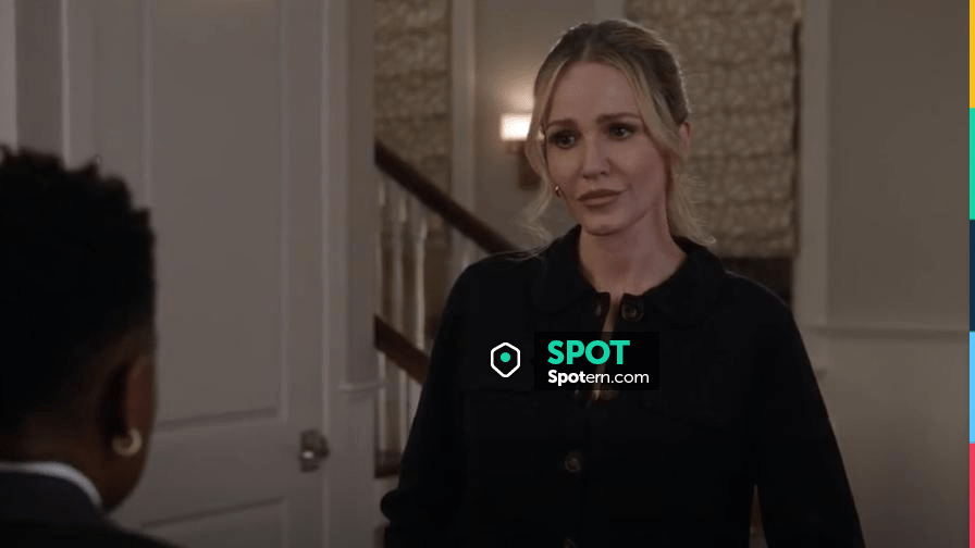 Sezane Betty Cardigan in Black Button Wool Long Sleeves worn by Laura ...