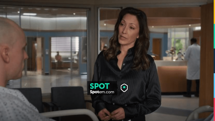 Vince Women's Pinstripe Slim Shirt worn by Dr. Audrey Lim (Christina ...