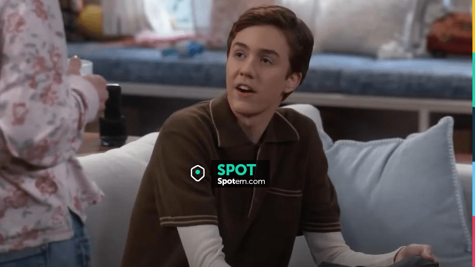 Nudie Jeans Frippe Polo Club Shirt Olive worn by Mark Conner-Healy (Ames McNamara) as seen in ...