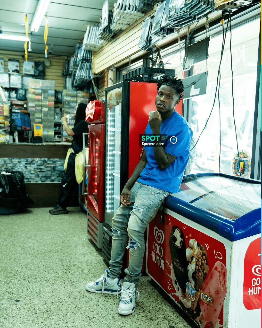 Amiri Roy­al Blue Stacked Bones T-Shirt worn by Quando Rondo on the ...