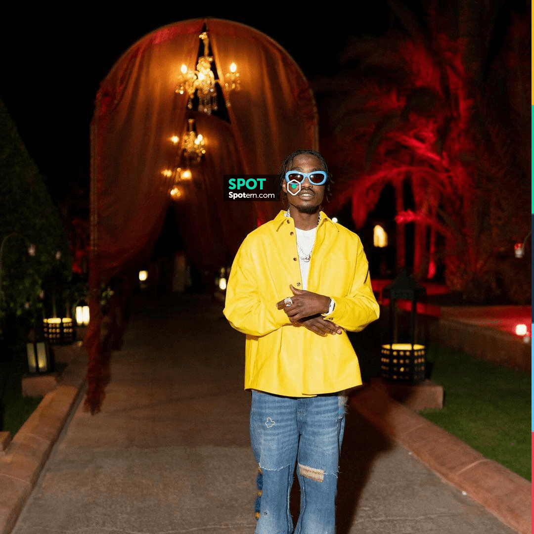 Marni Bright Blue & Red Oval Wrapped Sunglasses worn by Lil Tjay on the ...