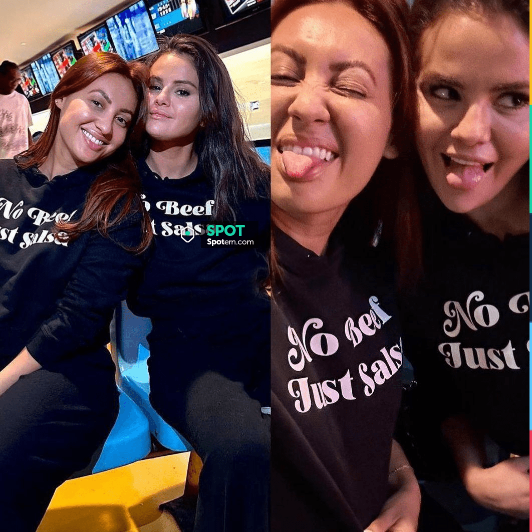 Selena Gomez outfits: No Beef Just Salsa Sweatshirt worn on a selfie in ...