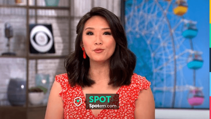 Loft Floral Ruffle Sleeve Wrap Midi Dress worn by Nancy Chen as seen in ...