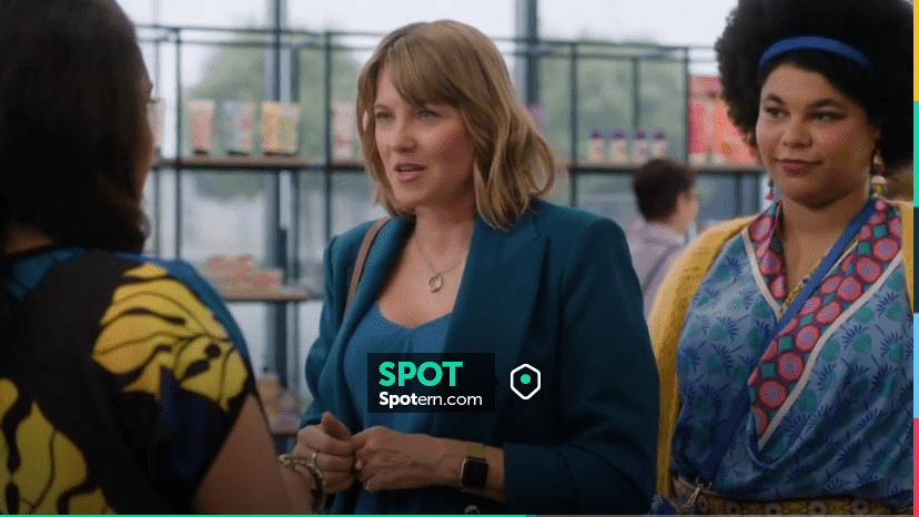 Zara Tweed Blazer In Turquoise worn by Alexa Crowe (Lucy Lawless) as ...