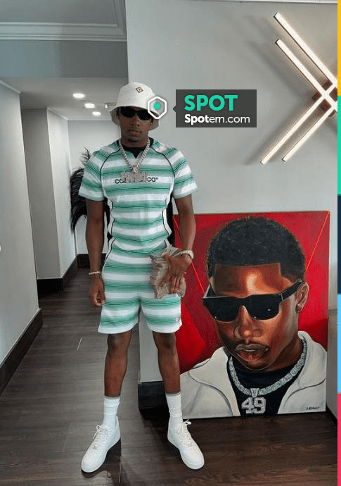 Casablanca White & Red Diamond-CC Bucket Hat worn by Rob49 on the ...