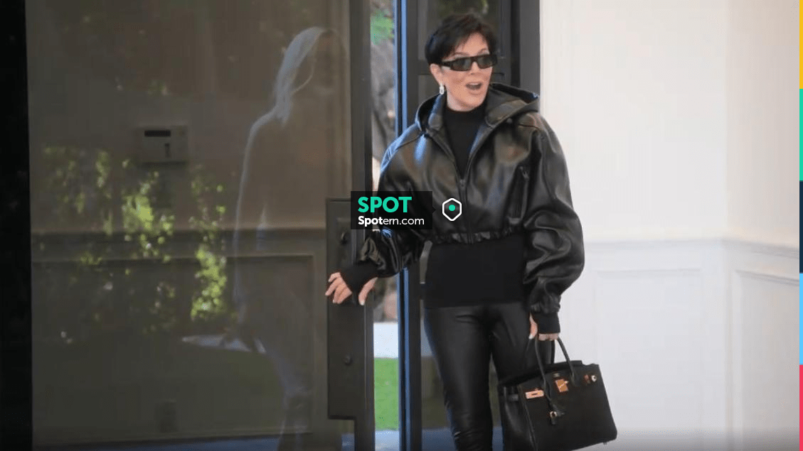 Khy Cropped Oversized-Fit Faux-Leather Jacket worn by Kris Jenner as ...