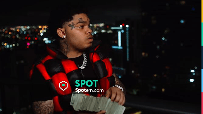 Valabasas Red & Black Woven Puffer Vest worn by NoCap in NoCap - Baby ...