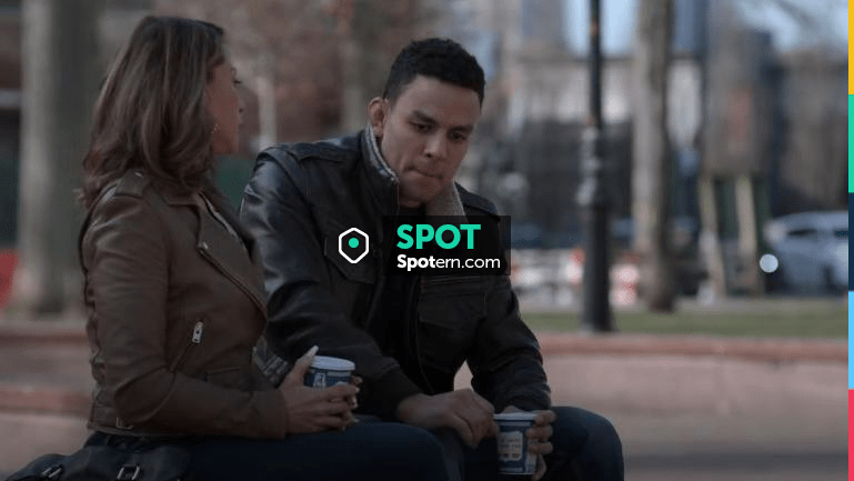 Levi's Faux Leather Sherpa-Lined Stand-Collar Aviator Bomber Jacket worn by Dru Tejada (Lovell ...