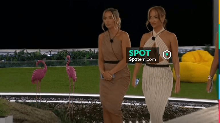 Ego Extreme Plunge Halterneck Maxi Dress in Green Shirred worn by ...