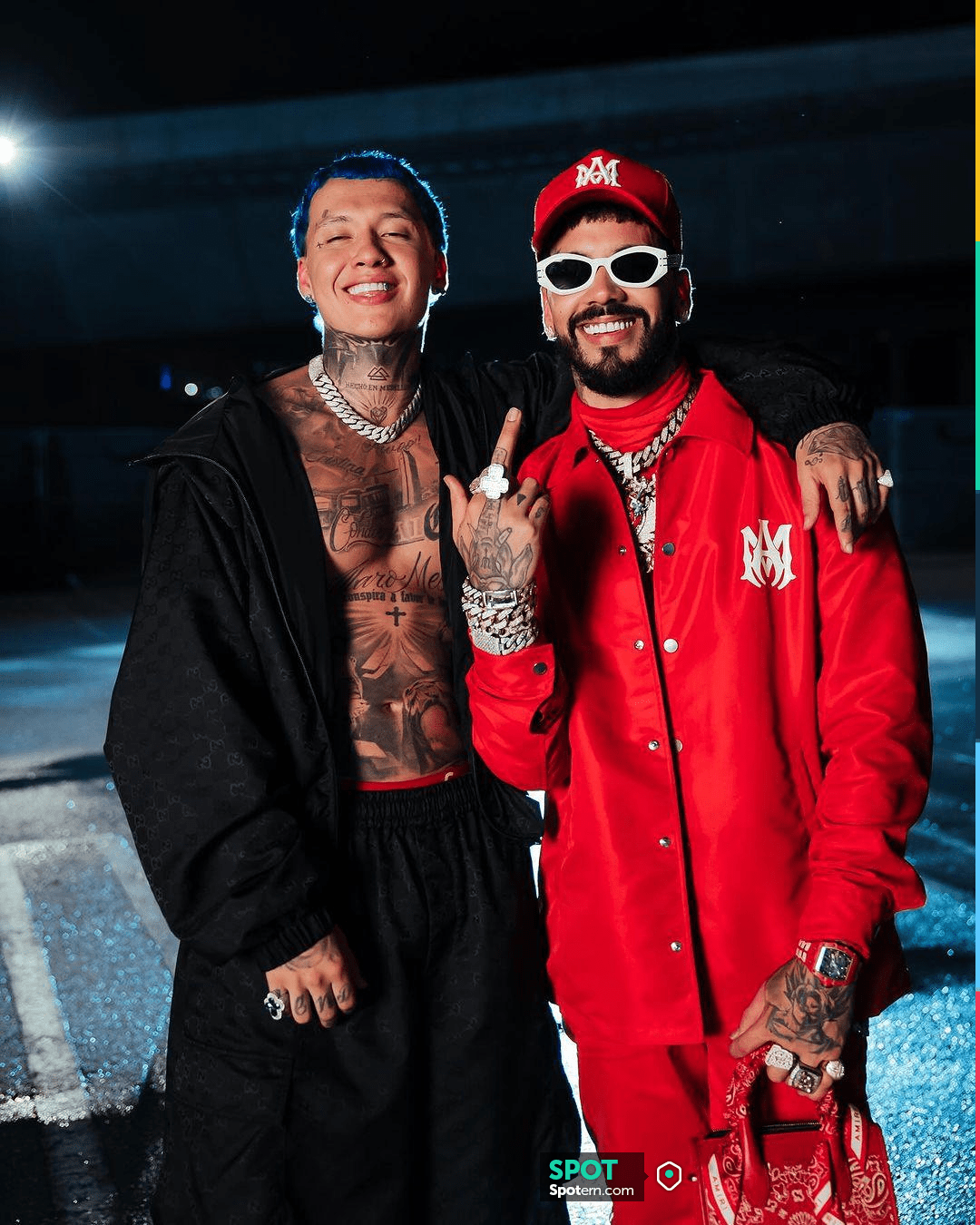 Amiri All Red 'MX1' Jeans worn by Anuel AA on the Instagram account ...