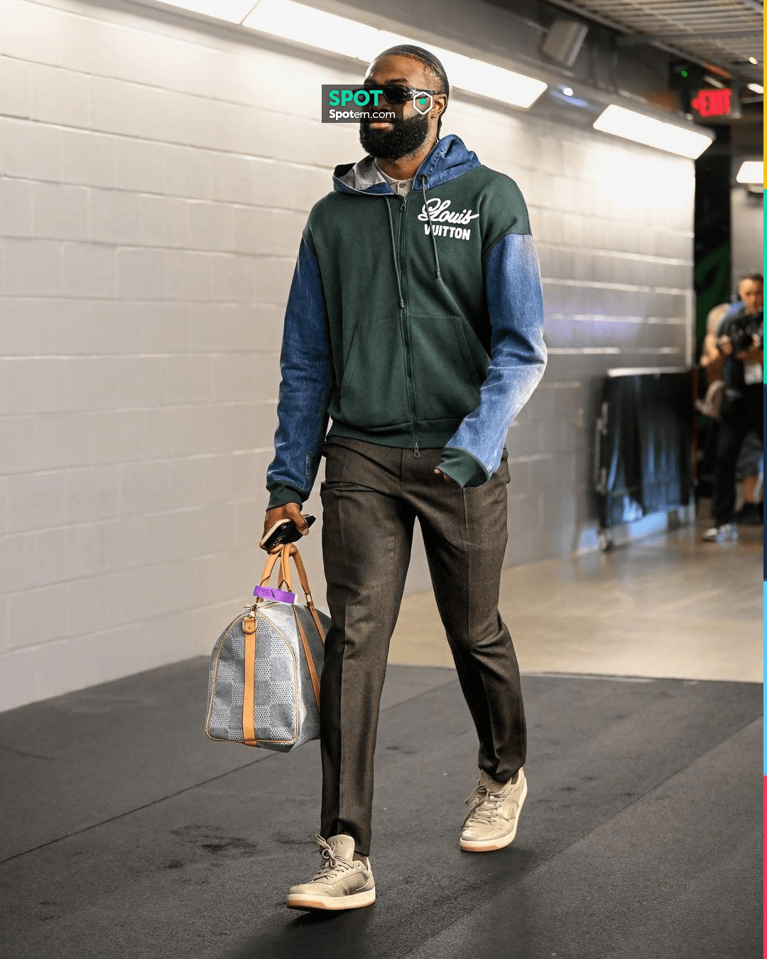 Louis Vuitton Grey Striped Narrow 'LV Ocean' Sunglasses worn by Jaylen ...