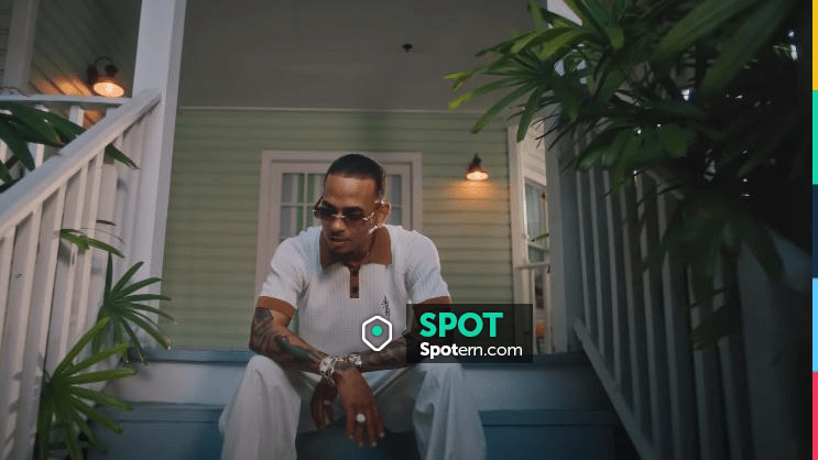 Amiri White & Brown-Trim Staggered Logo Polo worn by Ozuna in KEY-KEY ...