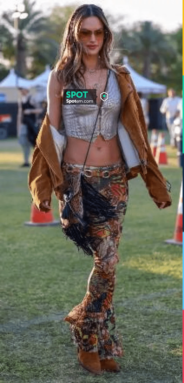 Jacquie Aiche Diamond Elizabeth Necklace worn by Alessandra Ambrosio at Coachella Music Festival ...