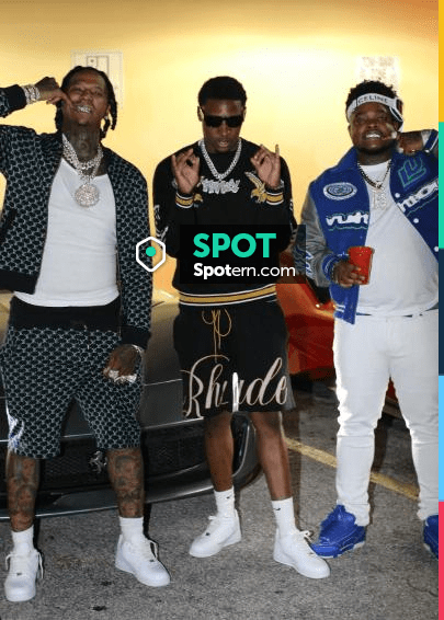 Louis Vuitton Navy Allover LV Fishnet Track Jacket worn by Moneybagg Yo ...