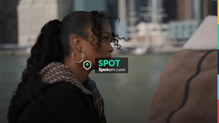 Chanel Metal Enamel CC Square Chain Hoop Earrings Gold White worn by ...