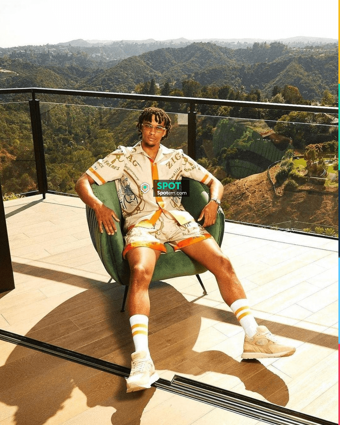 Amiri Zig-Zag Beige & Orange Silk Shirt worn by Trent Alexander-Arnold ...