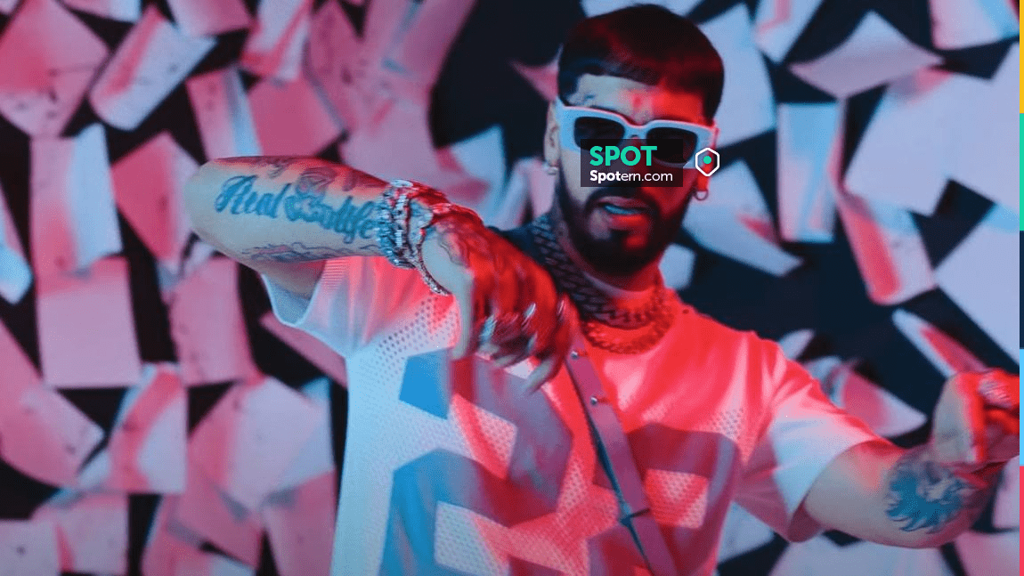 Dior Light Blue Rectangle Sunglasses worn by Anuel AA in ANUEL AA ...