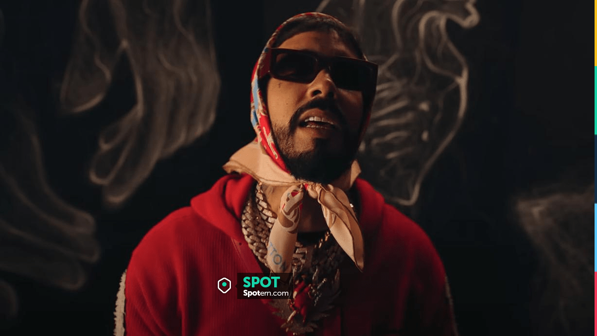 Amiri Red Knit Bone Sleeve Hoodie worn by Anuel AA in ANUEL AA ...