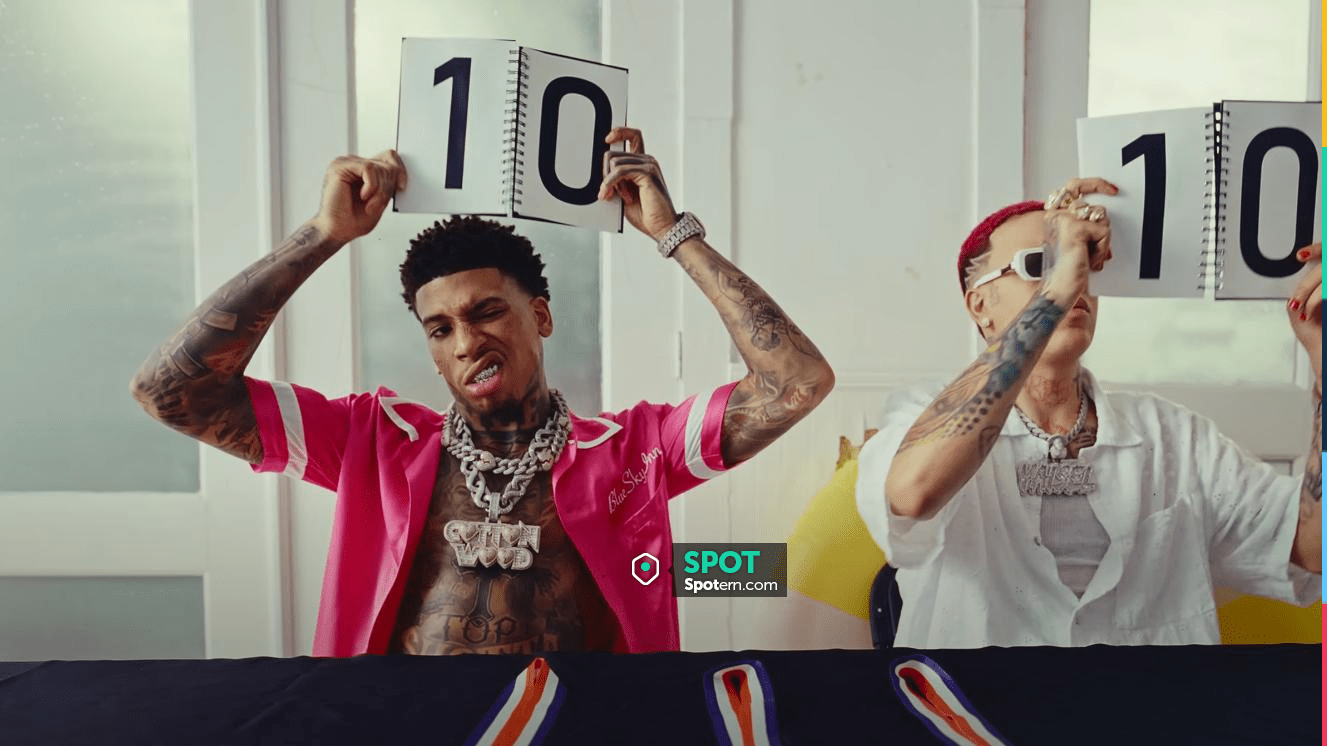 Blue Sky Inn Hot Pink Waiter Satin Shirt porté par NLE Choppa dans NLE ...