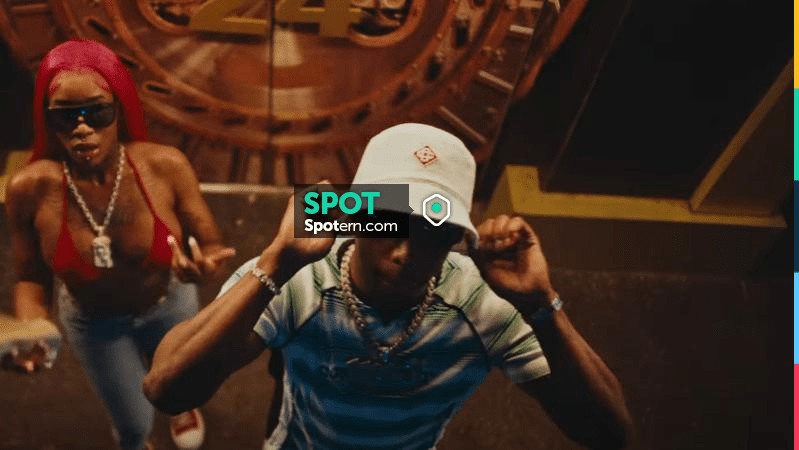 Casablanca White & Red Diamond CC Bucket Hat worn by Rob49 in Rob49 ...