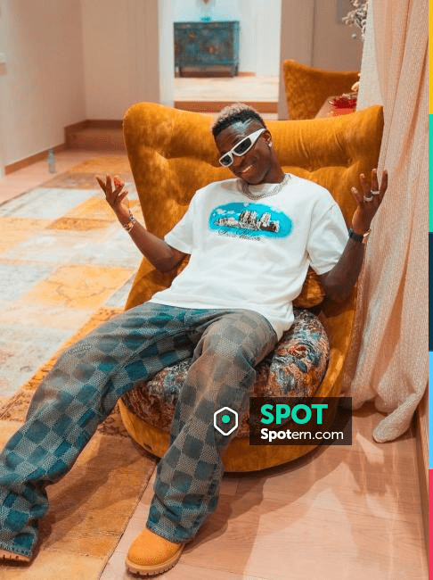 Louis Vuitton Deep Blue Tinted Damier Skate Jeans worn by Vinícius ...