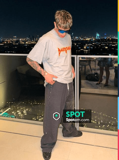 Balenciaga Brown Denim & Grey Fleece Hybrid Pants worn by Alejandro ...