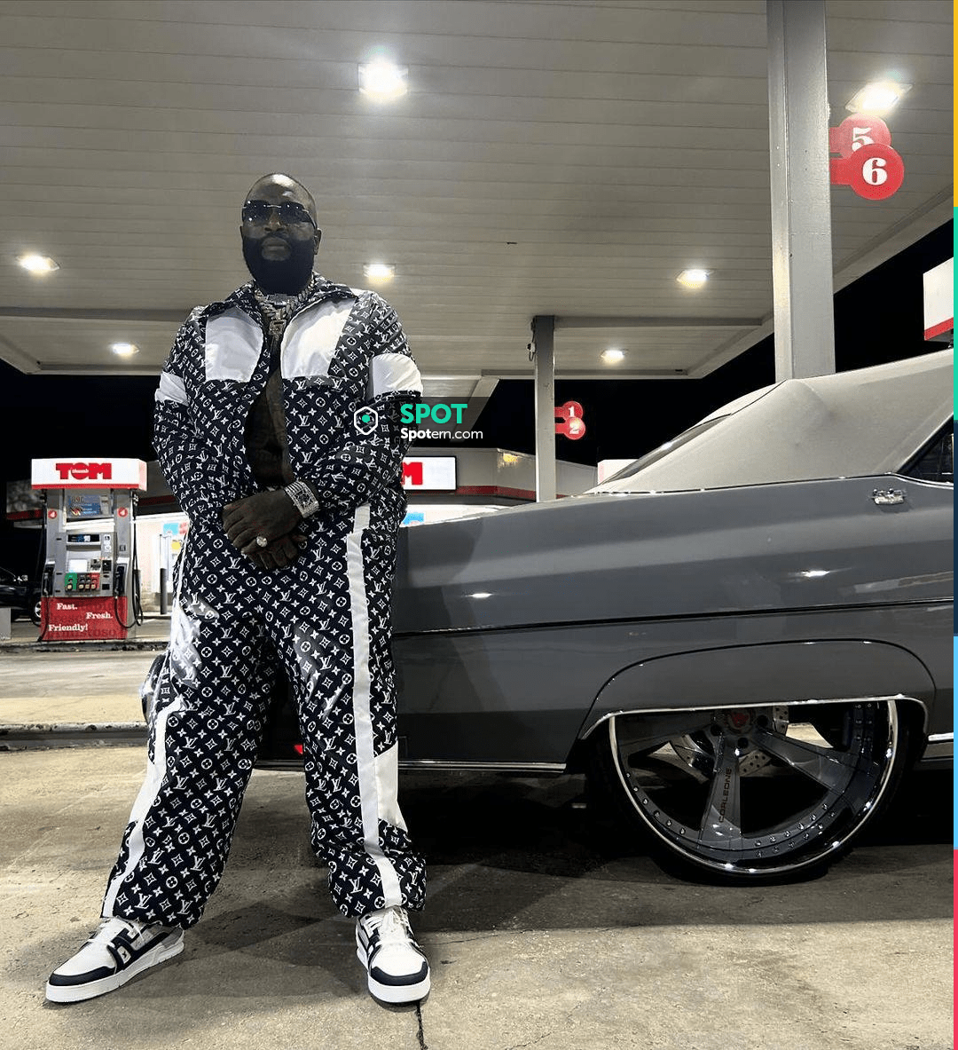 Louis Vuitton Navy Blue & White Monogram Track Jacket worn by Rick Ross ...