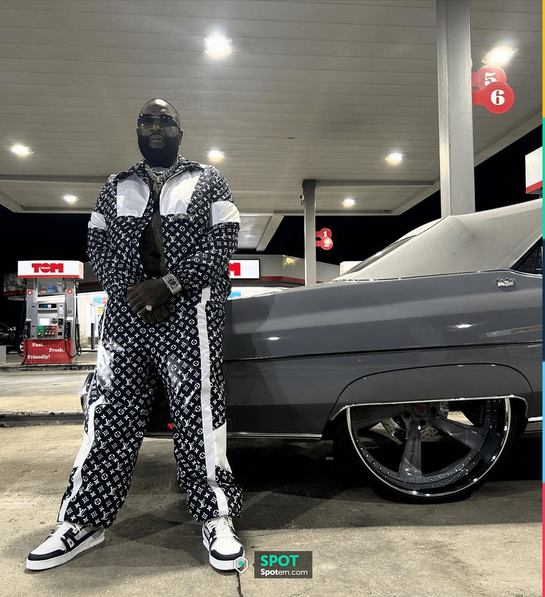 Louis Vuitton America's Cup White & Navy LV Trainer Sneakers worn by ...