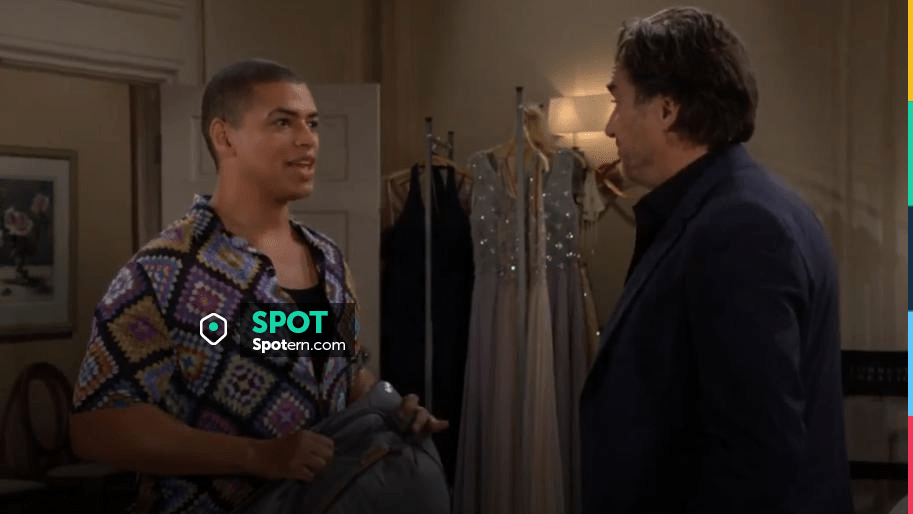 All Saints Tunar Crochet Print Camp Shirt worn by Zende Forrester ...