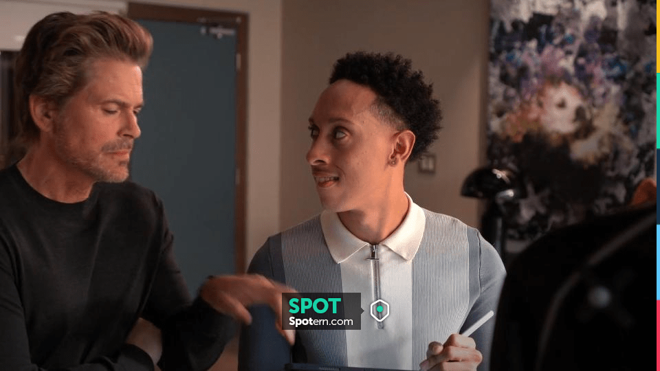 Reiss Milton Half-Zip Striped Polo T-Shirt worn by Malcolm (Aaron ...