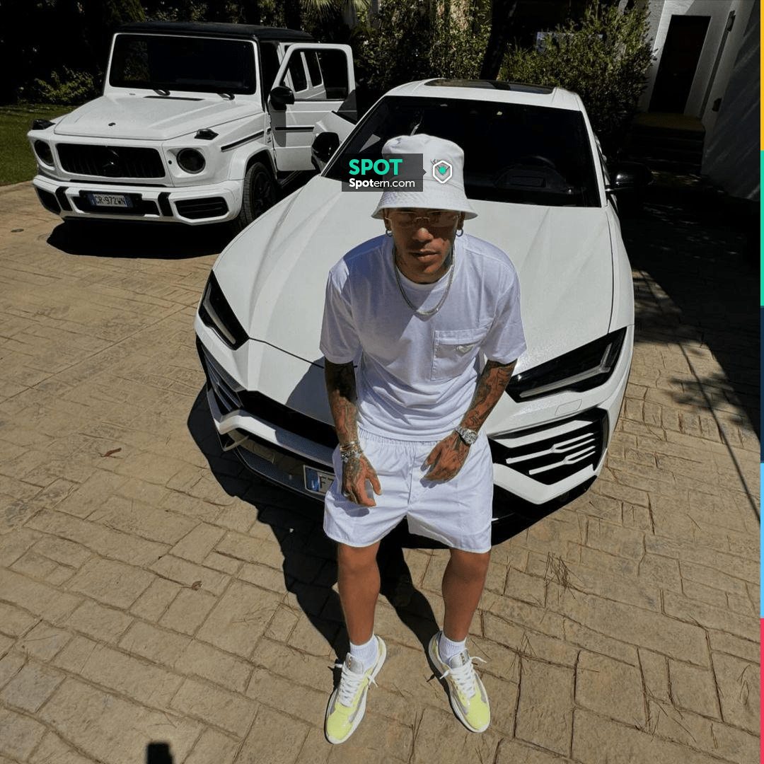 Prada White Nylon Bucket Hat worn by Sfera Ebbasta on the Instagram ...