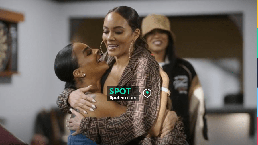Fendi Blouson Brown Nylon Windbreaker worn by Evelyn Lozada as seen in Basketball Wives (S11E19 ...