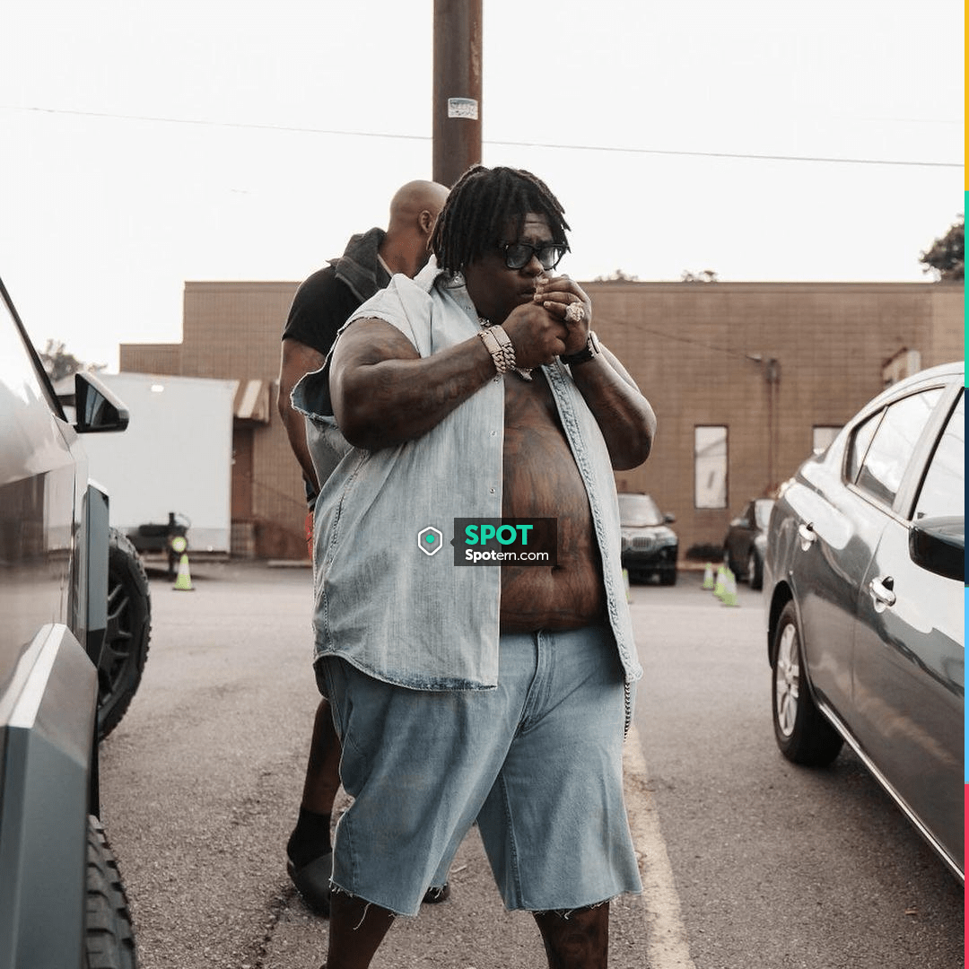 Balenciaga Light Blue Denim Cut Off Shirt worn by BigXthaPlug on the ...