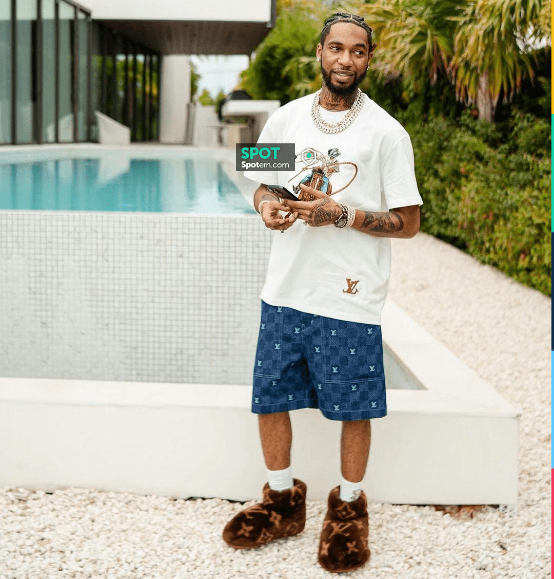 Louis Vuitton Graphic Embroidered Cotton T Shirt worn by Key Glock on ...